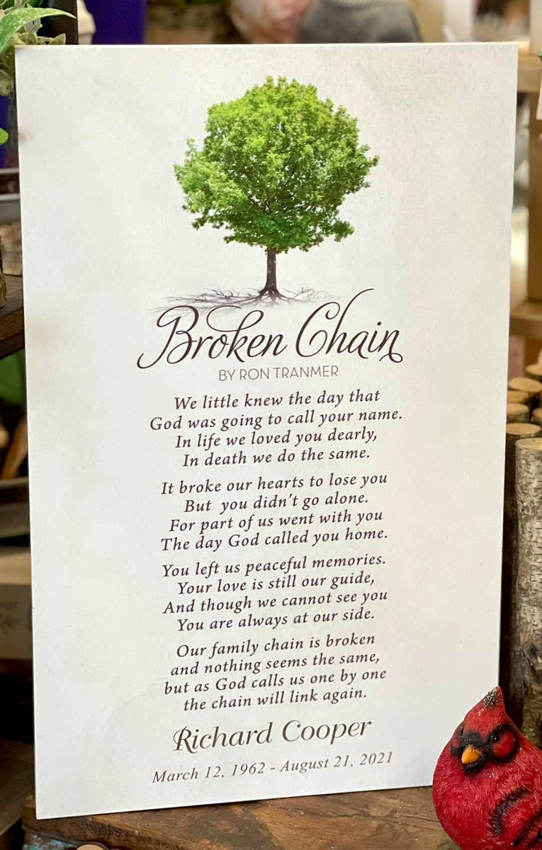Personalized Broken Chain Memorial Sign - ZBOB0079 – Etched In Time ...