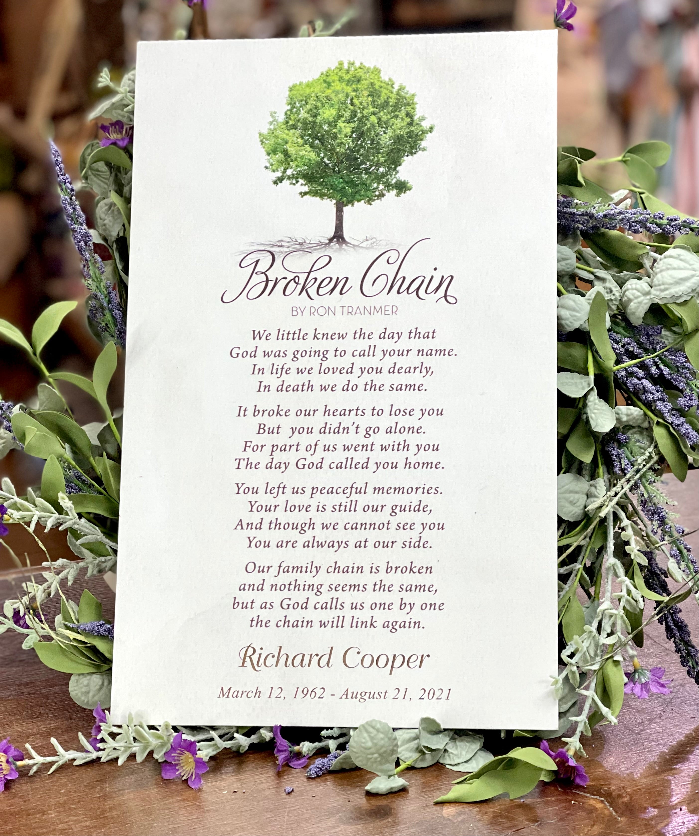 Personalized Broken Chain Memorial Sign - ZBOB0079 – Etched In Time ...
