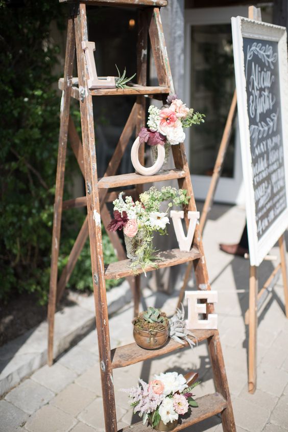 Rustic Ladder Wedding 20 Creative Shabby Chic Ladder Wedding